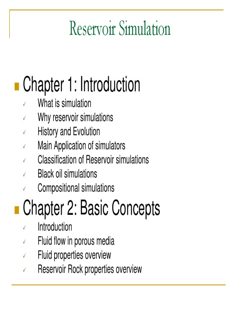 Reservoir Simulation: Chapter 1: Introduction | PDF | Petroleum ...