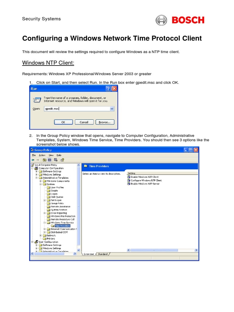 Configuring A Windows NTP Client PDF | PDF