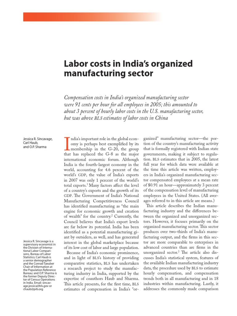 Labor Costs in India's Manufacturing Sector | PDF | Overtime | Employment