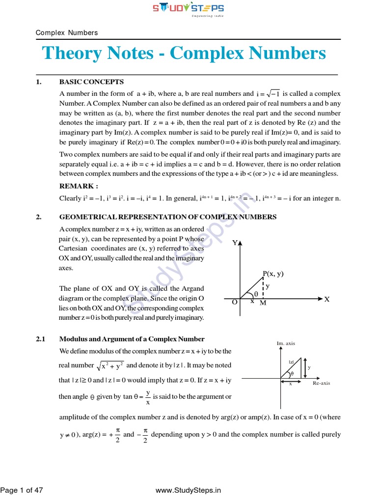 Theory Notes Complex Number Maths | PDF | Complex Number | Sine