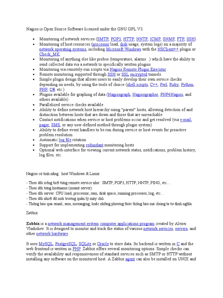 Nagios Vs Zabbix | PDF | Computer Networking | Software