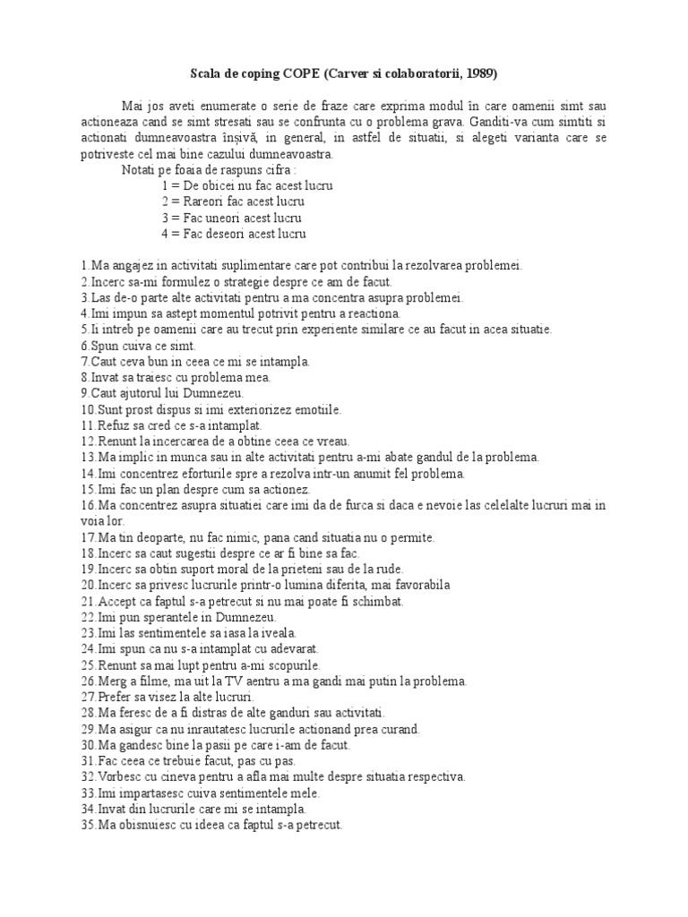 Scala de Coping COPE | PDF