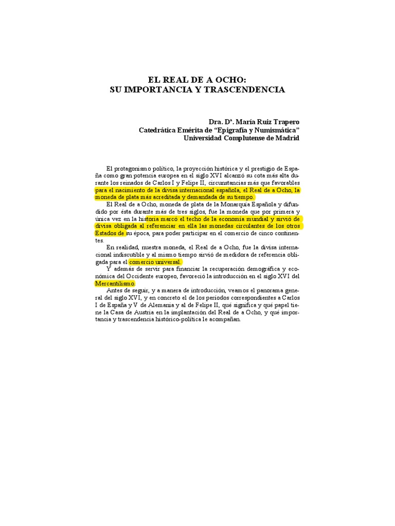 Real de A Ocho | PDF | Monedas | España