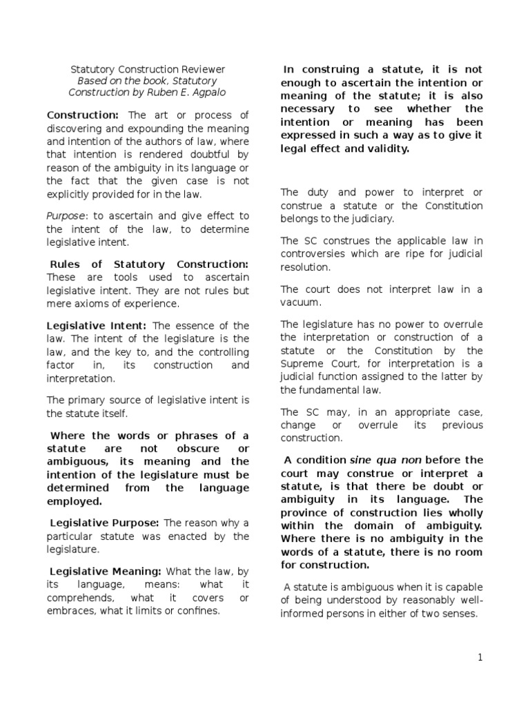 Based On The Book, Statutory Construction by Ruben E. Agpalo | Download ...