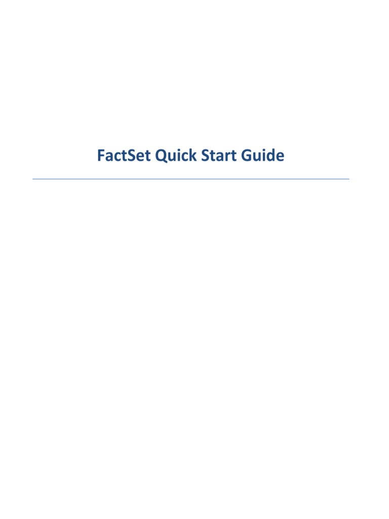 Factset - Quick Start Guide2 | PDF | Fact Set | Microsoft Excel