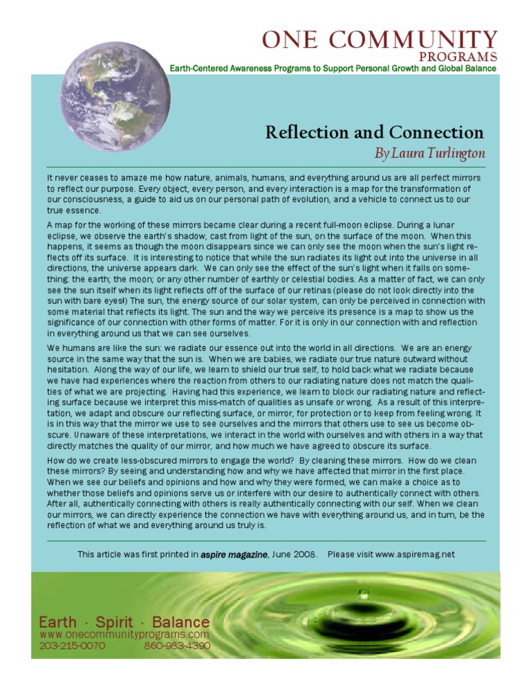 Reflection and Connection | PDF | Moon | Light