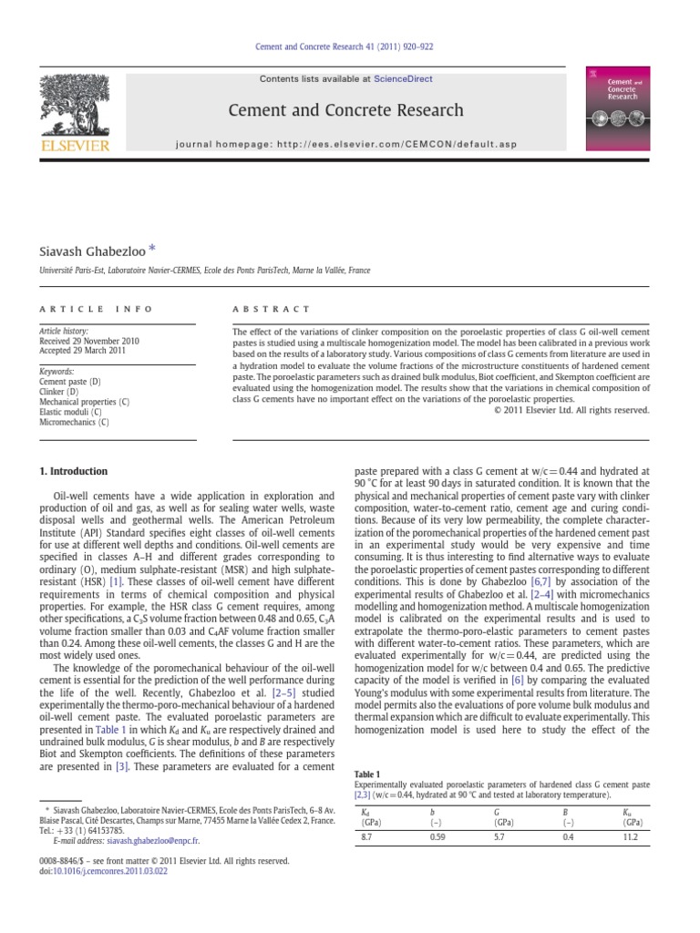 Effect of The Variations of Clinker Composition On The Poroelastic ...