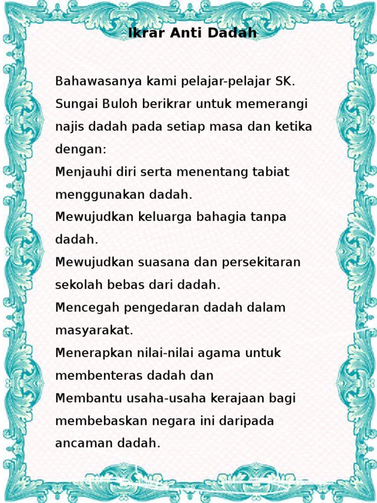 Ikrar Anti Dadah | PDF