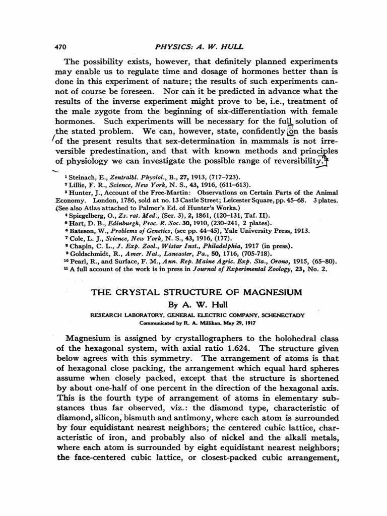 The Crystal Structure of Magnesium | PDF | Crystal Structure ...