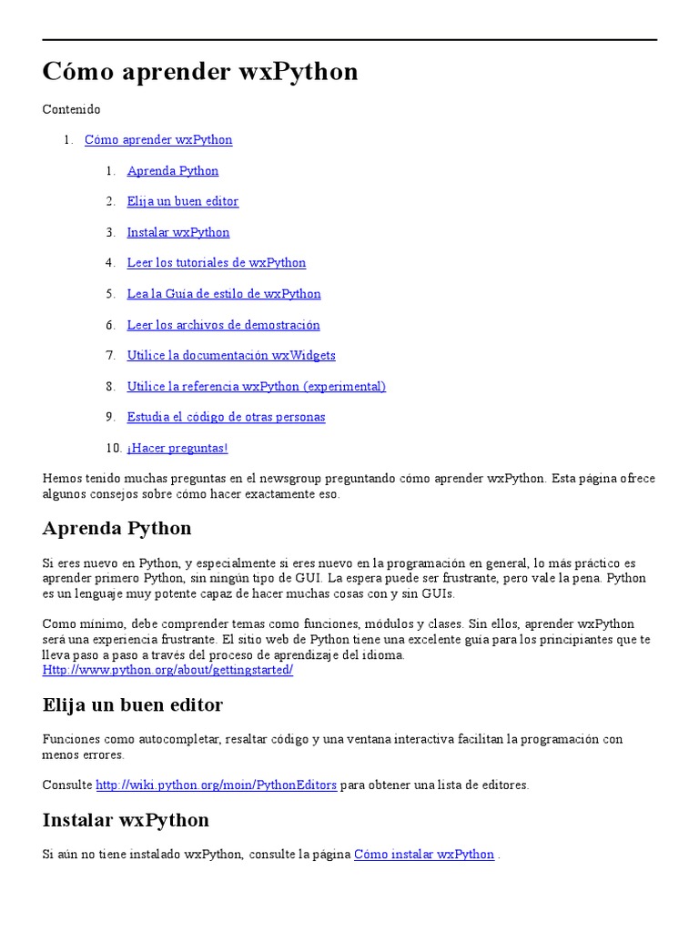 Cómo Aprender Wxpython Scribd Pdf Widget Gui Lenguaje De Programación