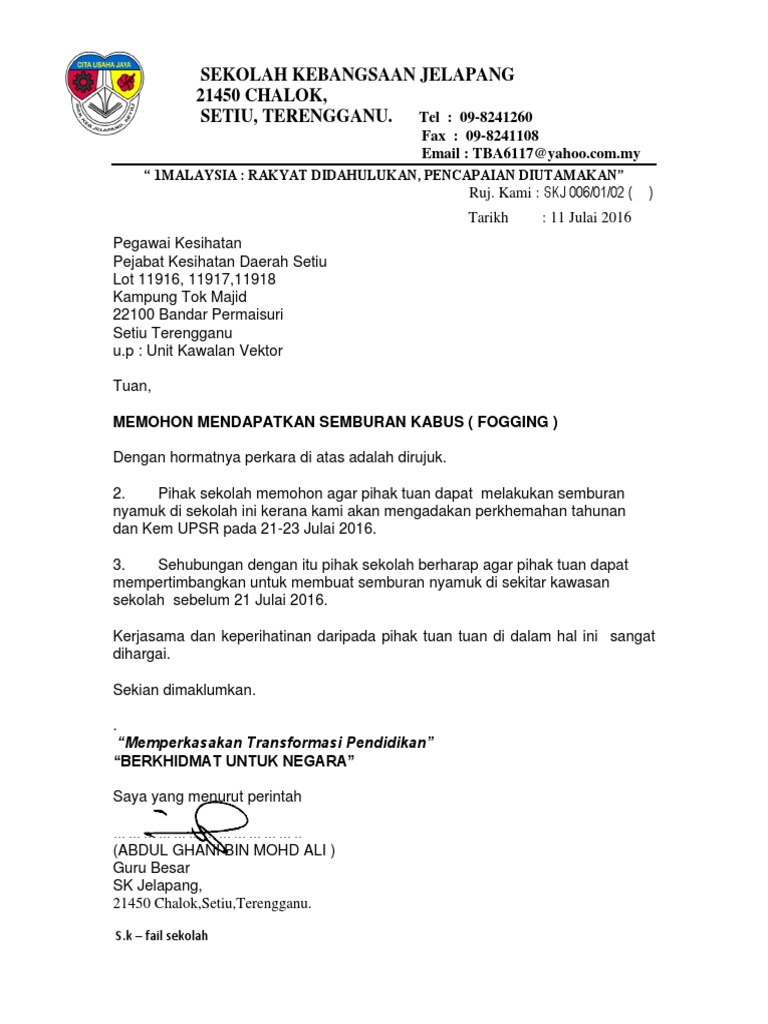 Surat Semburan Fogging | PDF