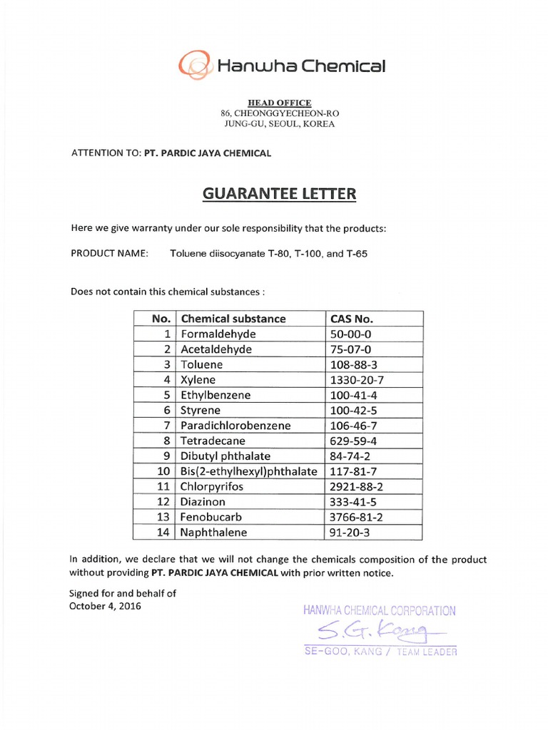 VOC 14 Free Statement Letter | PDF