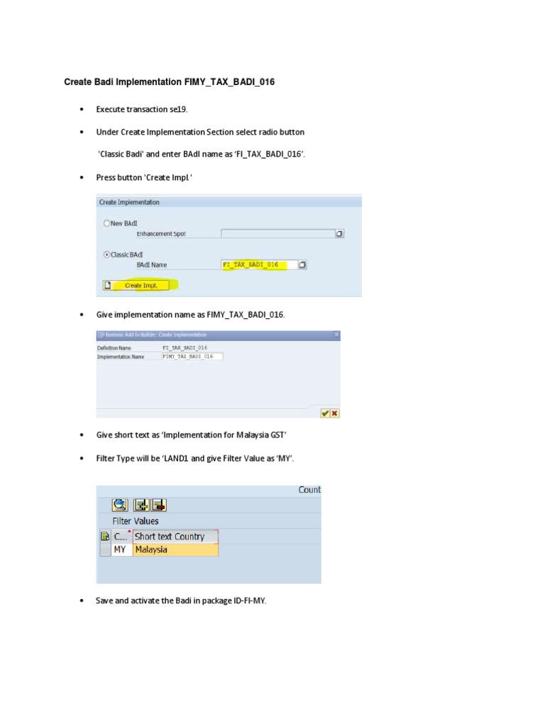 Create BAdi Implementation PDF | PDF