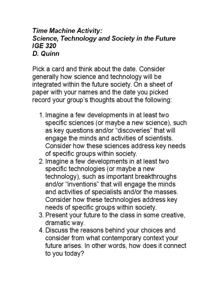 Time Machine Activity 2015 | PDF | Mind | Science