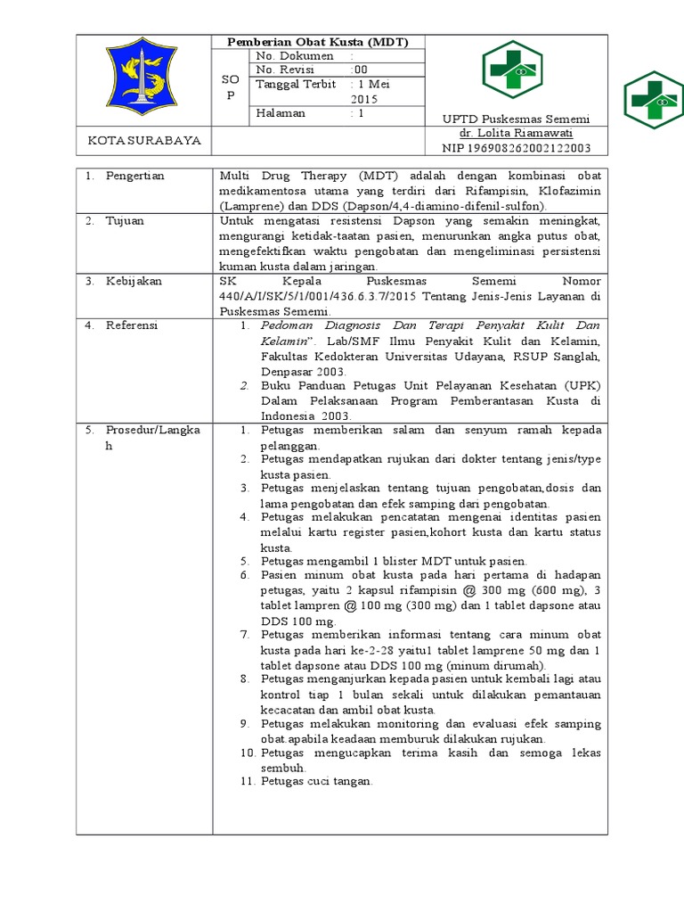 Prosedur Pemberian MDT Kusta di Puskesmas | PDF