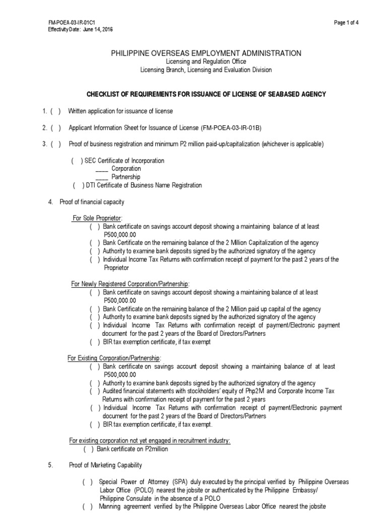 Seabased Agency License Requirements Checklist | PDF | Surety Bond ...