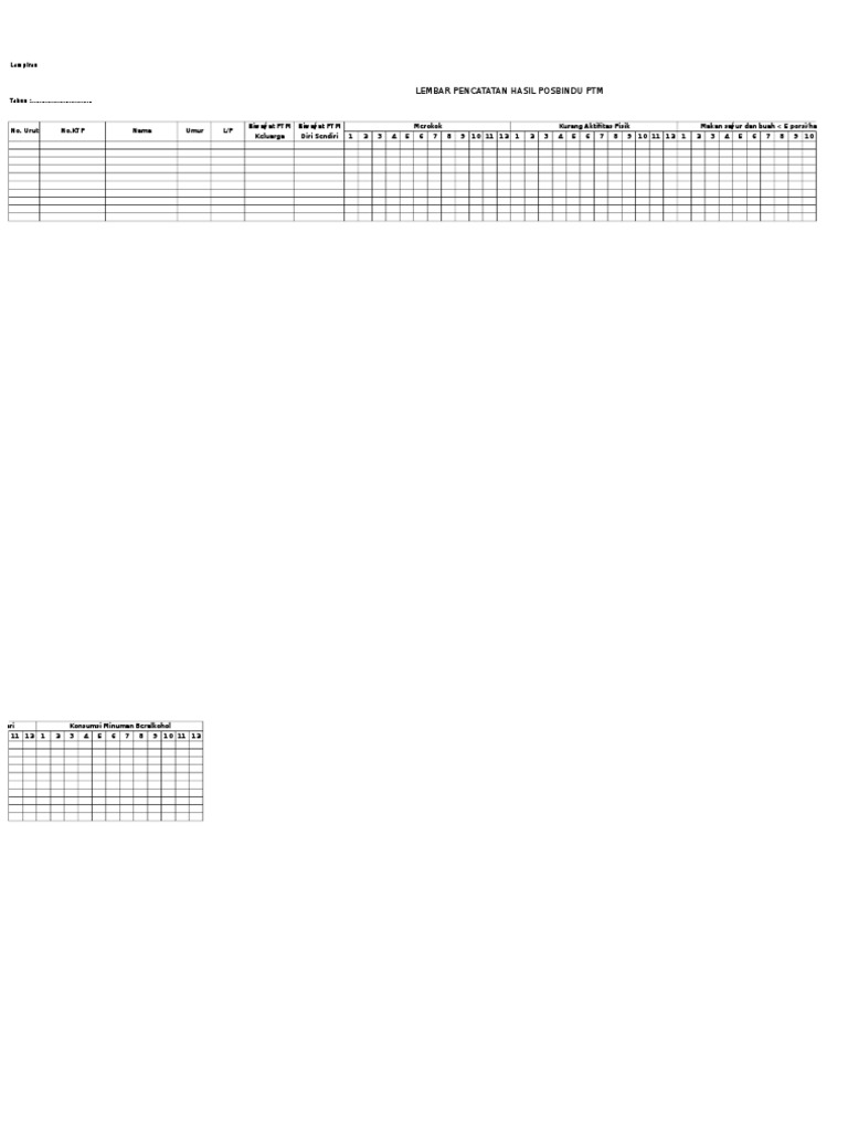 Form Pencatatan - Posbindu PTM | PDF
