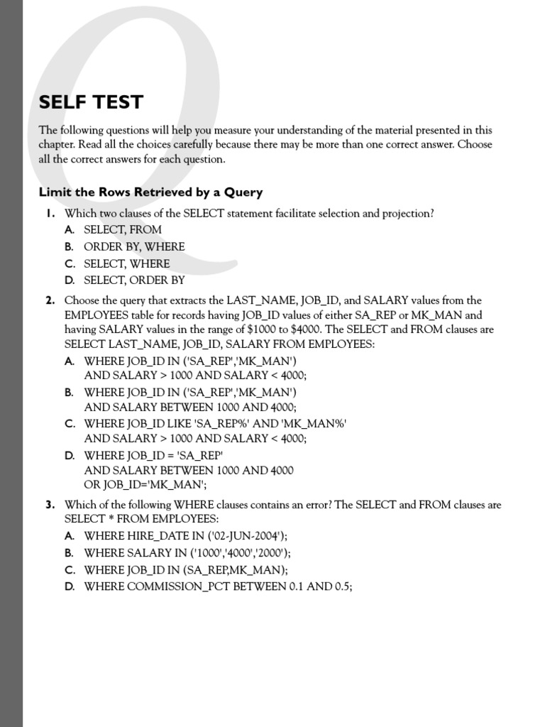 Restricting and Sorting Data | PDF | Sql | Software Restricting and Sorting Data | PDF | Sql | Software
