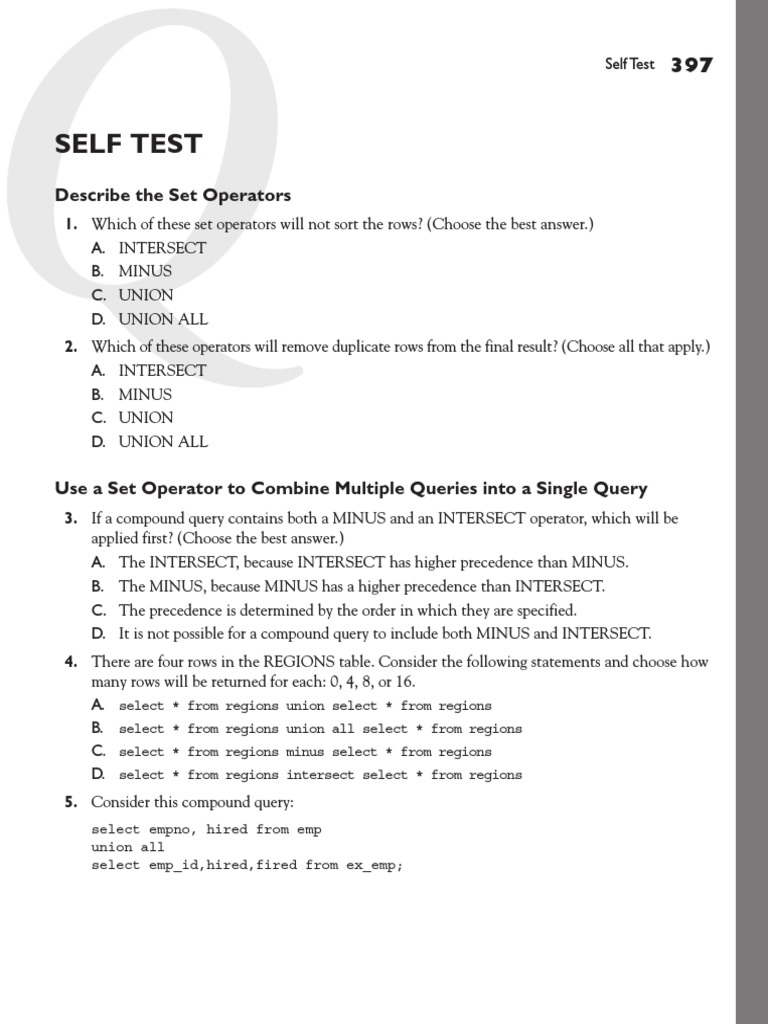Set Operators | Download Free PDF | Table (Database) | Data Management Software