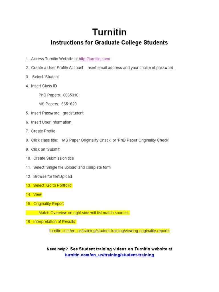 Student Turnitin Instructions | PDF