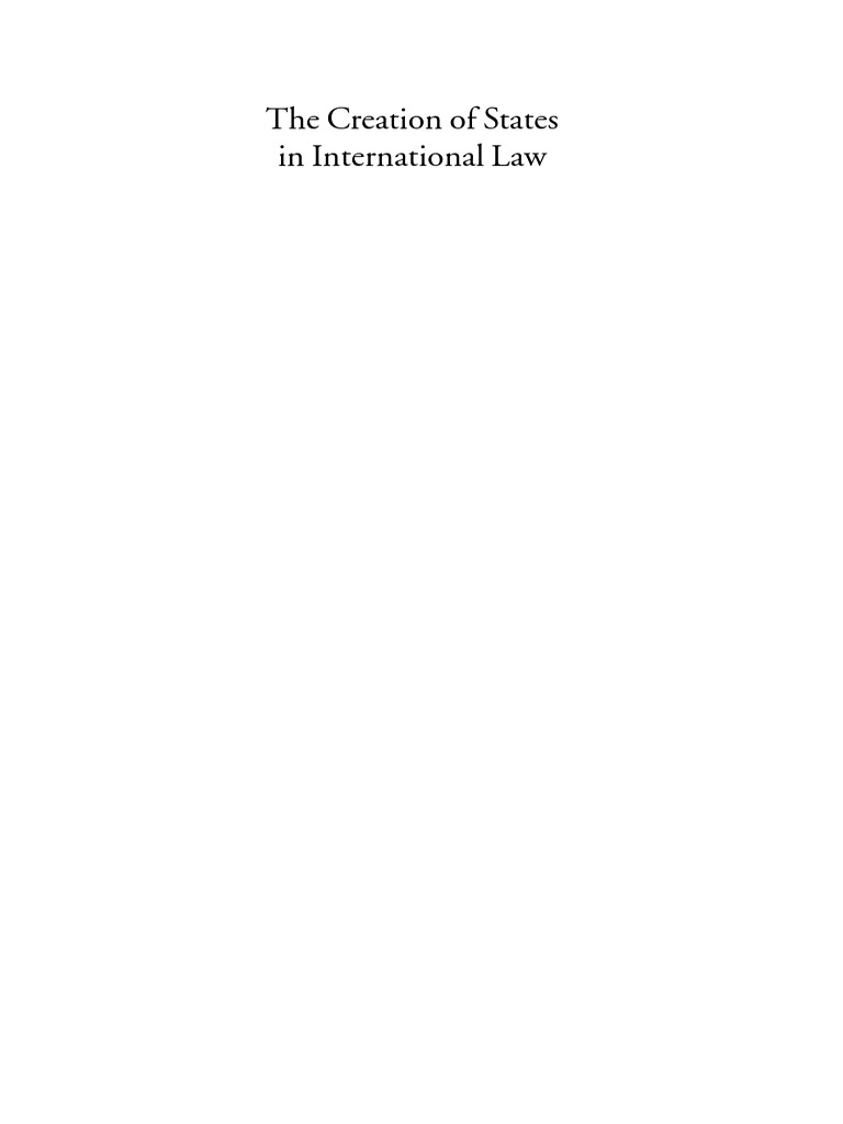 Creation of States in Int'l Law PDF | PDF | Sovereign State | Self ...