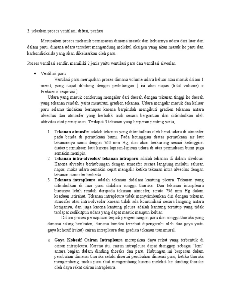 VENTILASI, DIFFUSI, DAN PERFUSI PARU | PDF