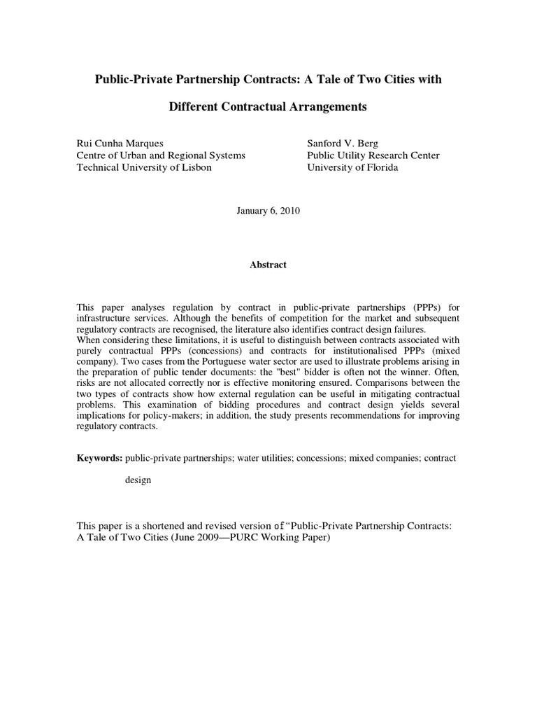 Public Private Partnership Contract | PDF | Public–Private Partnership ...