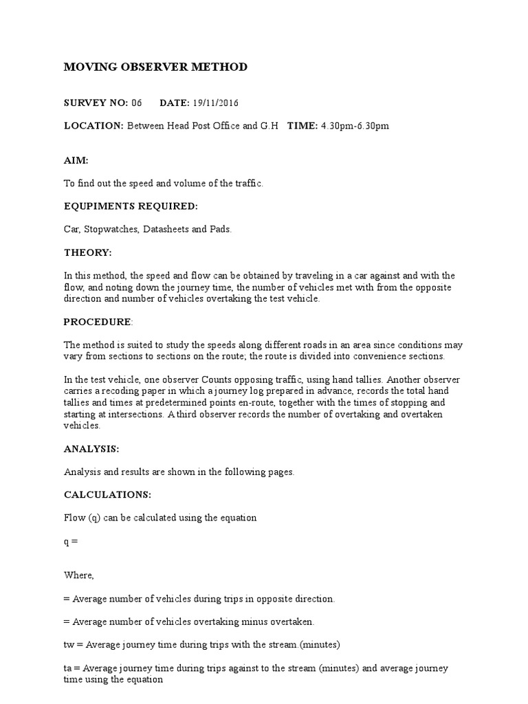 Moving Car Observor Method | PDF | Traffic | Transport