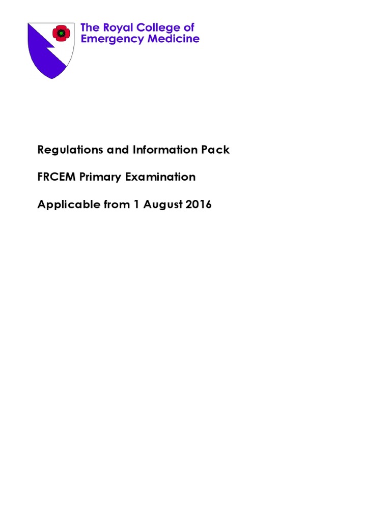 2.1 FRCEM Primary Information Pack | PDF | Test (Assessment) | Medicine