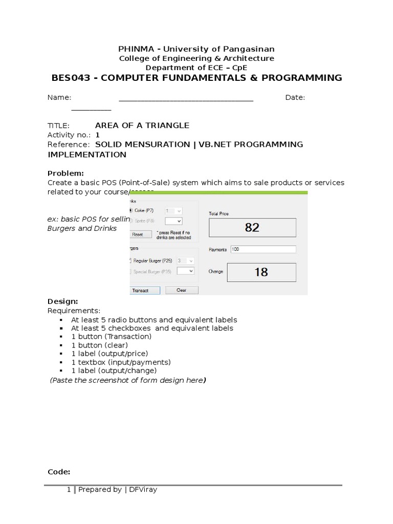 Bes043 - Computer Fundamentals & Programming: PHINMA - University of Pangasinan | PDF ...