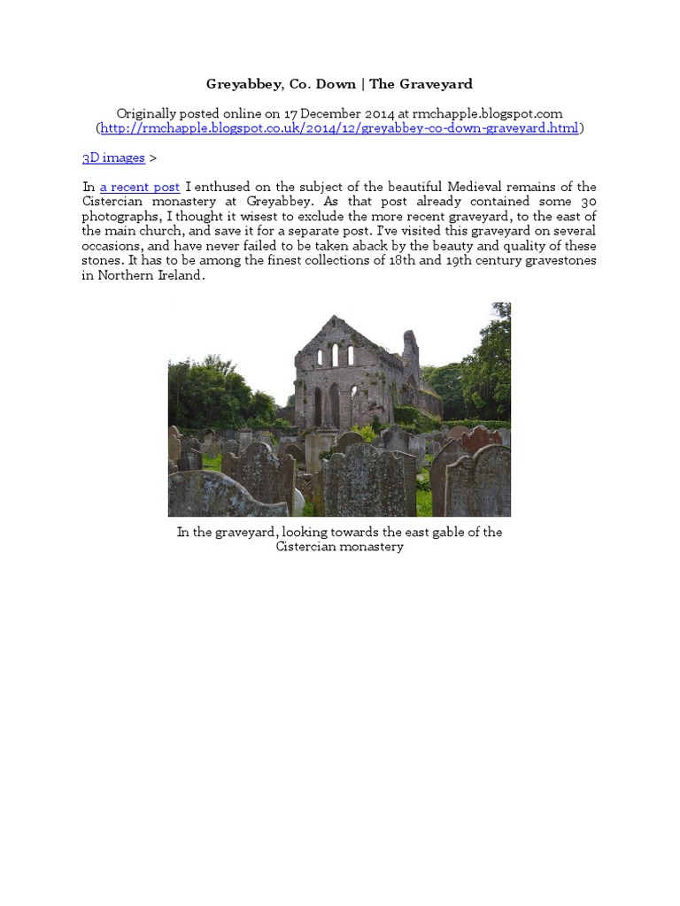 Greyabbey Graveyard: 18th-19th Century Stones | PDF | Headstone ...