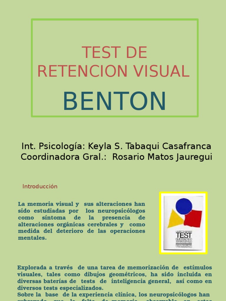 Análisis del Test de Retención Visual de Benton: una herramienta ...