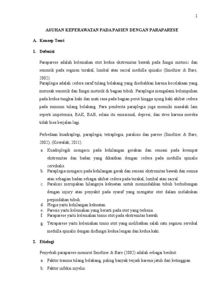 Asuhan Keperawatan Pada Pasien Dengan Paraparese | PDF