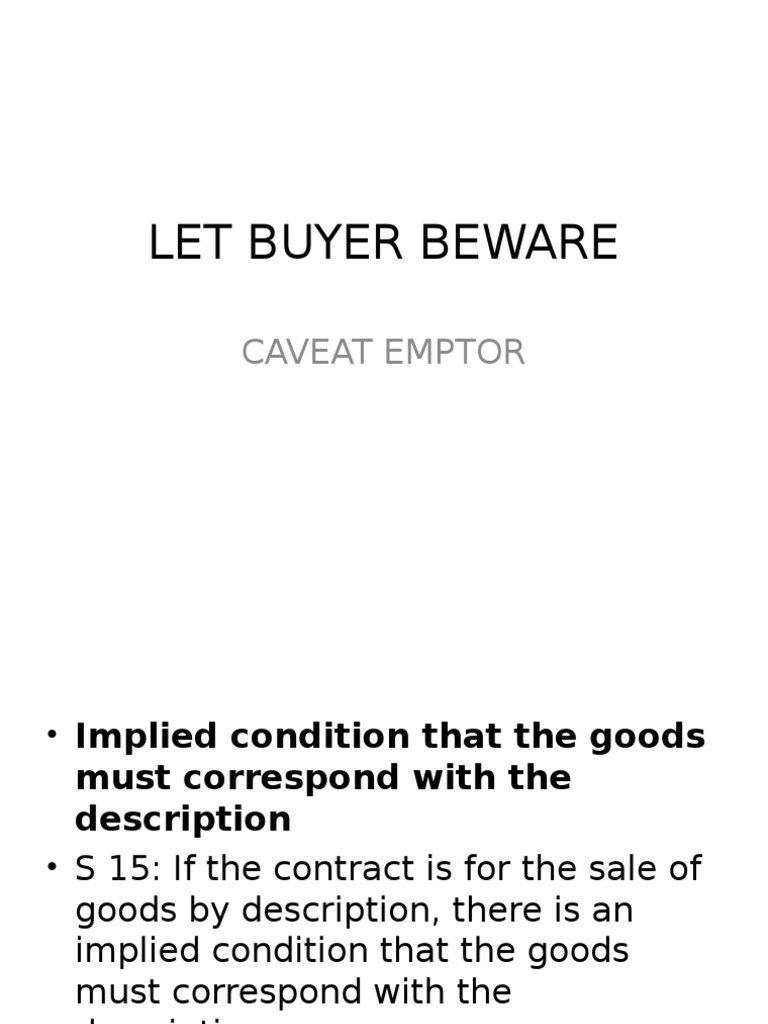Let Buyer Beware | Legal Concepts | Virtue