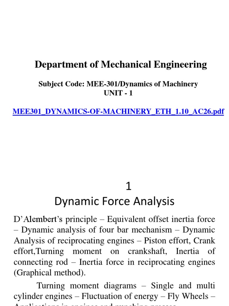 Dynamic Force Analysis | PDF | Torque | Force