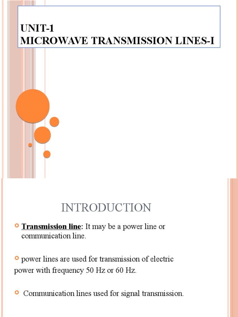 Unit-1 Microwave Transmission Lines-I | PDF | Waveguide | Transmission Line