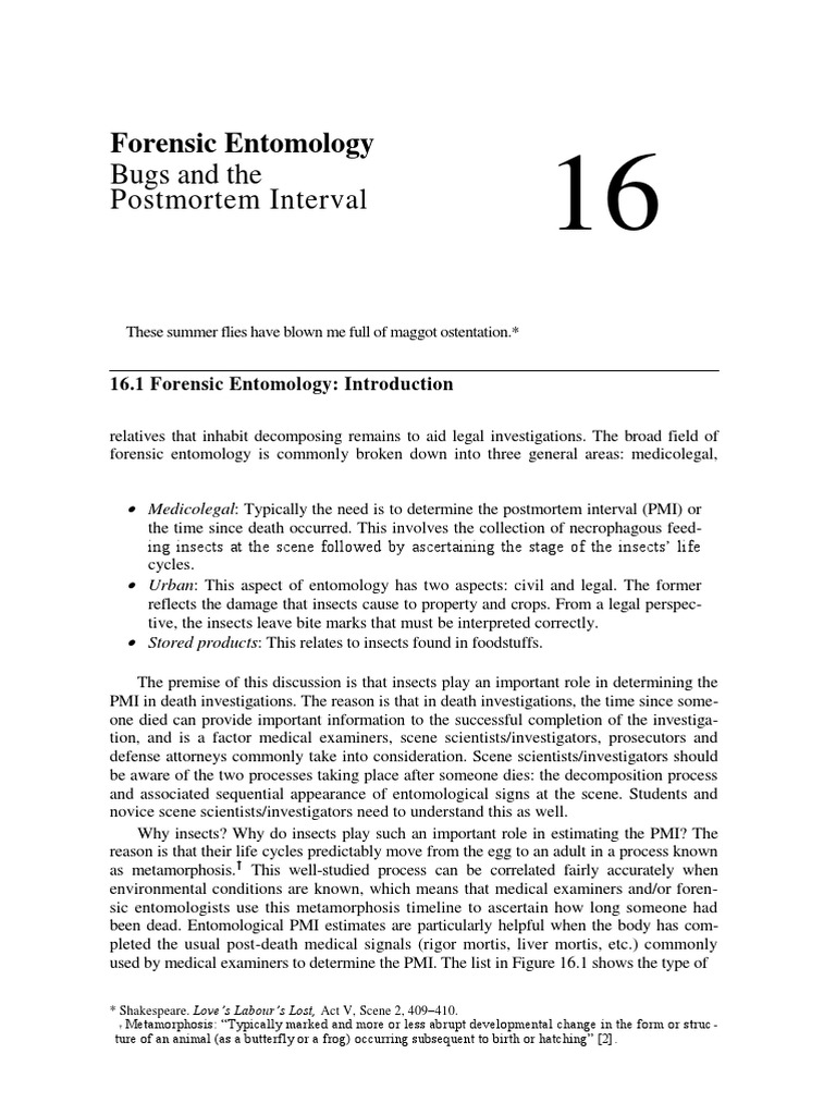 Chapter 16 Forensic Entomology | PDF | Decomposition | Fly