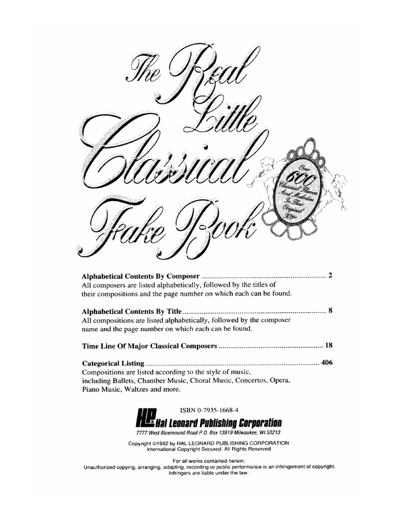 The Real Little Classical Fake Book PDF | PDF
