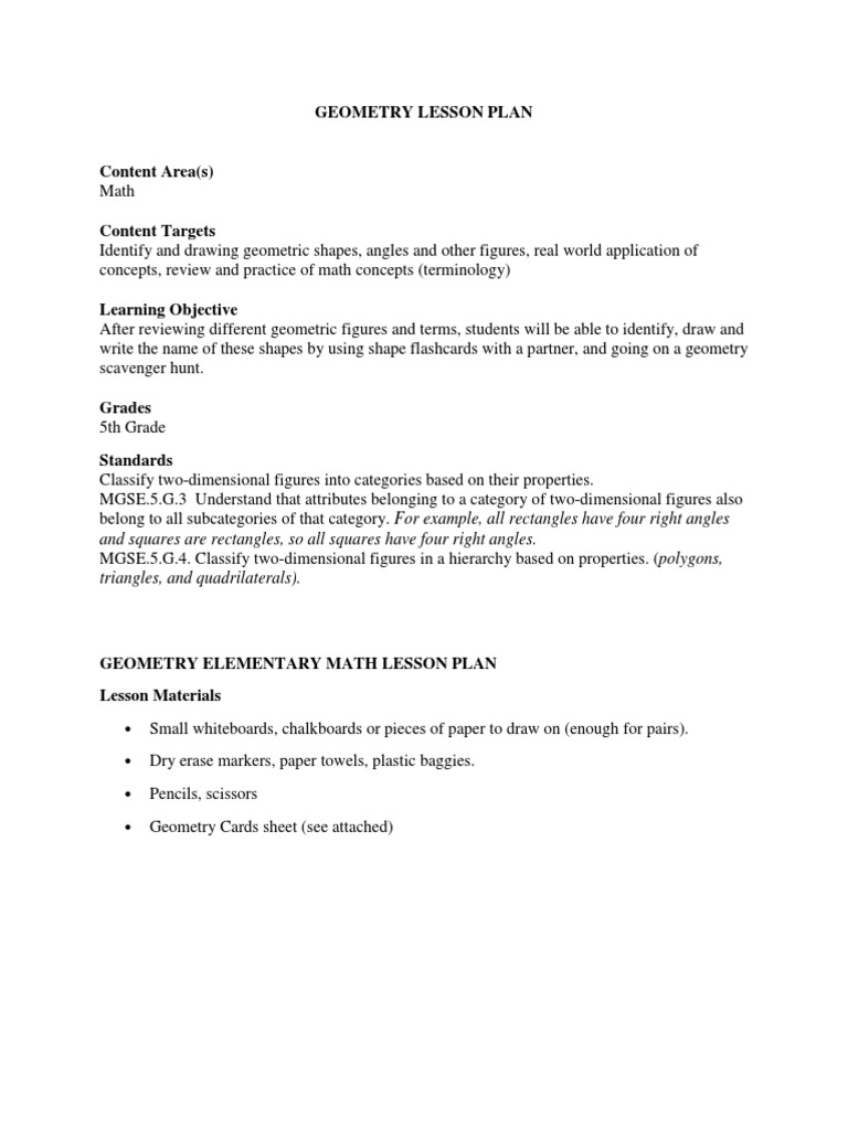 Mobile Learning Geometry Plan and Revision | PDF | Shape | Rectangle
