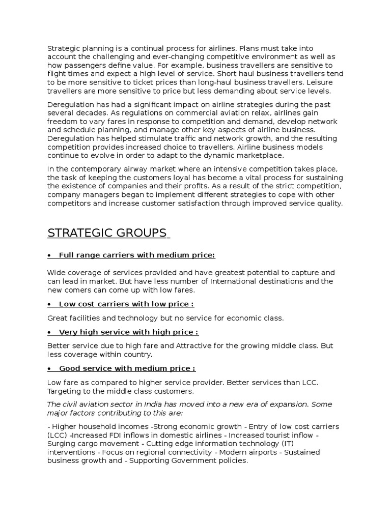 Aviation Strategy | PDF | Airlines | Competition