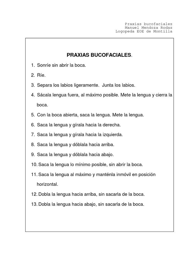 Praxias Bucofaciales | PDF