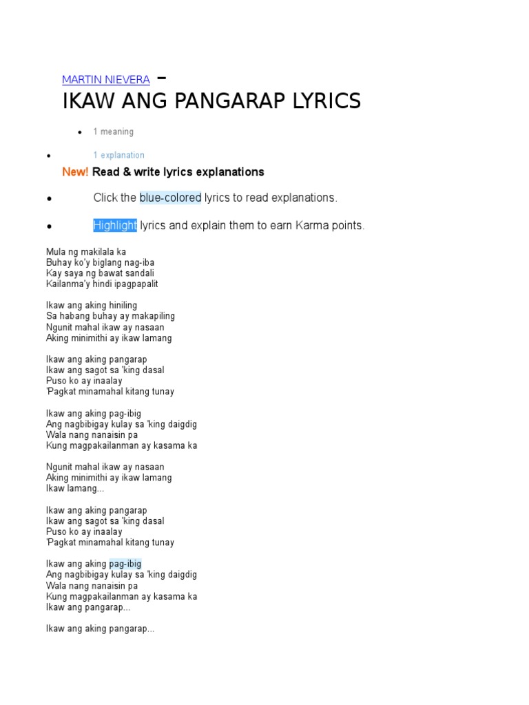 Ikaw Ang Aking Pangarap Lyrics | PDF