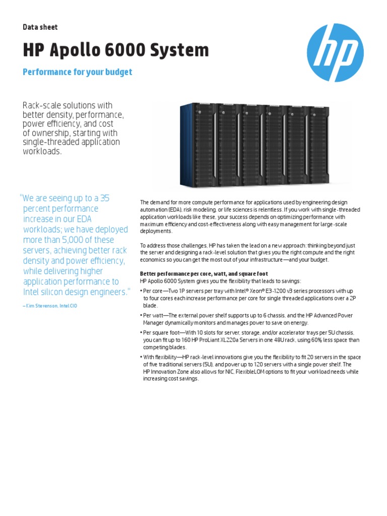 HP Apollo 6000 Data Sheet PDF | PDF | Hewlett Packard | Electronic ...