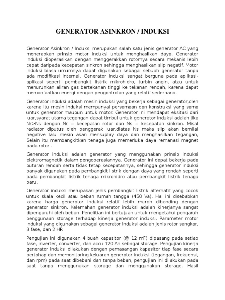 Generator Asinkron | PDF