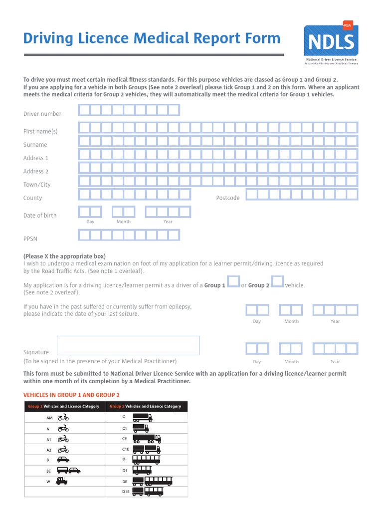 Driving Licence Medical Report Form Free PDF | PDF | Driver's License ...