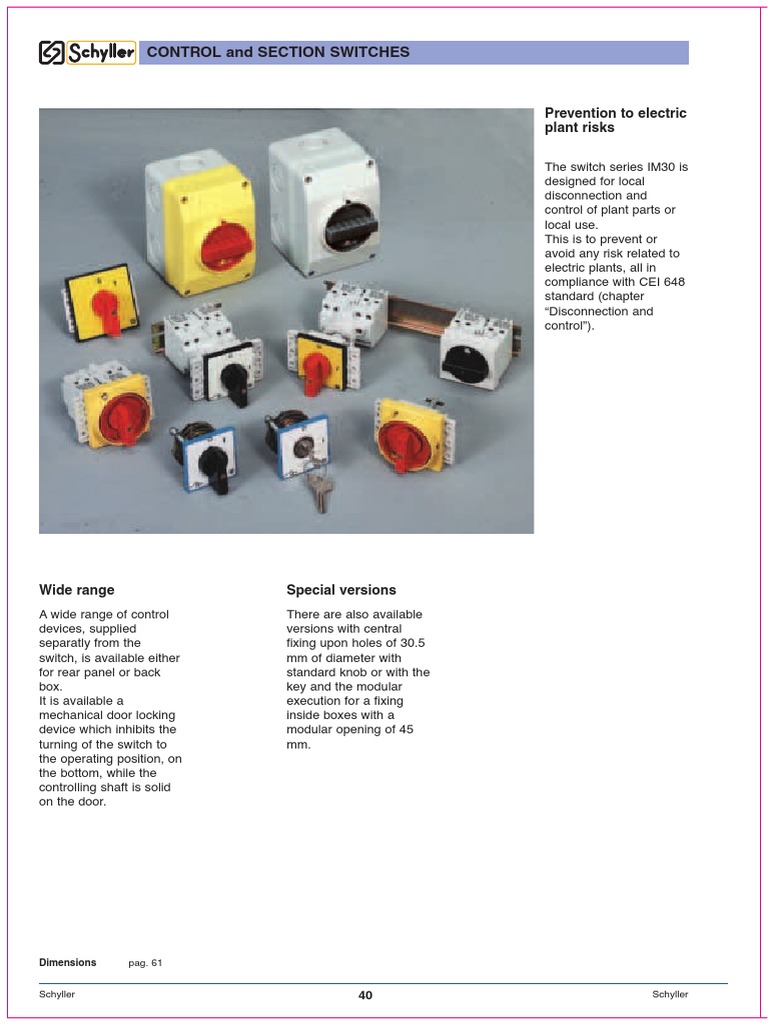 Control and Section Switches: Technical Specifications and Installation ...