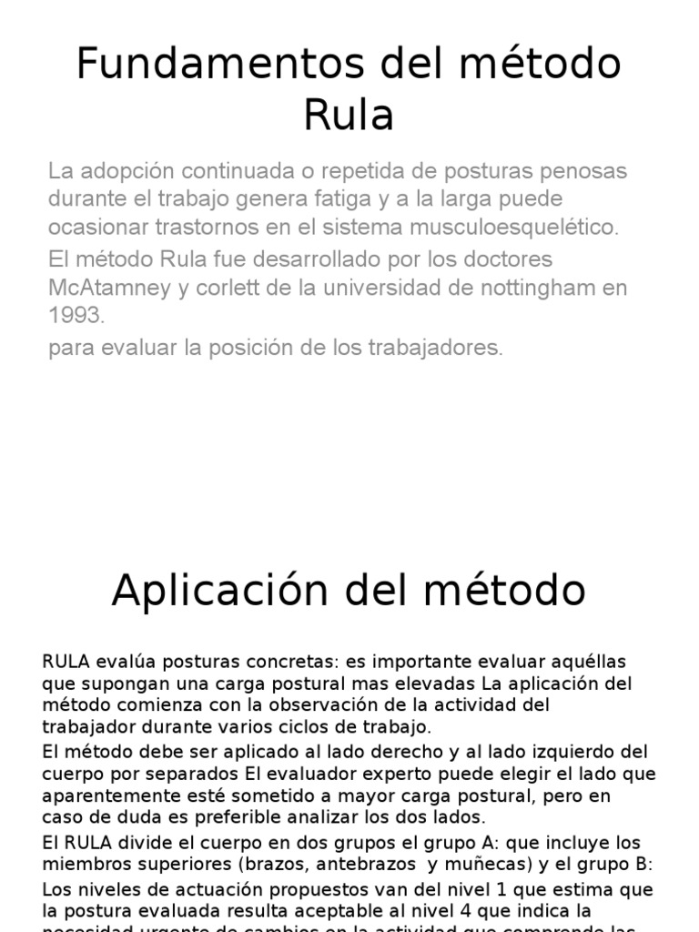 Fundamentos Del Método Rula | PDF | Factores humanos y ergonomía | Science