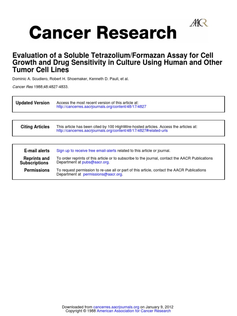 Cancer Research | PDF | National Cancer Institute | Cell Culture