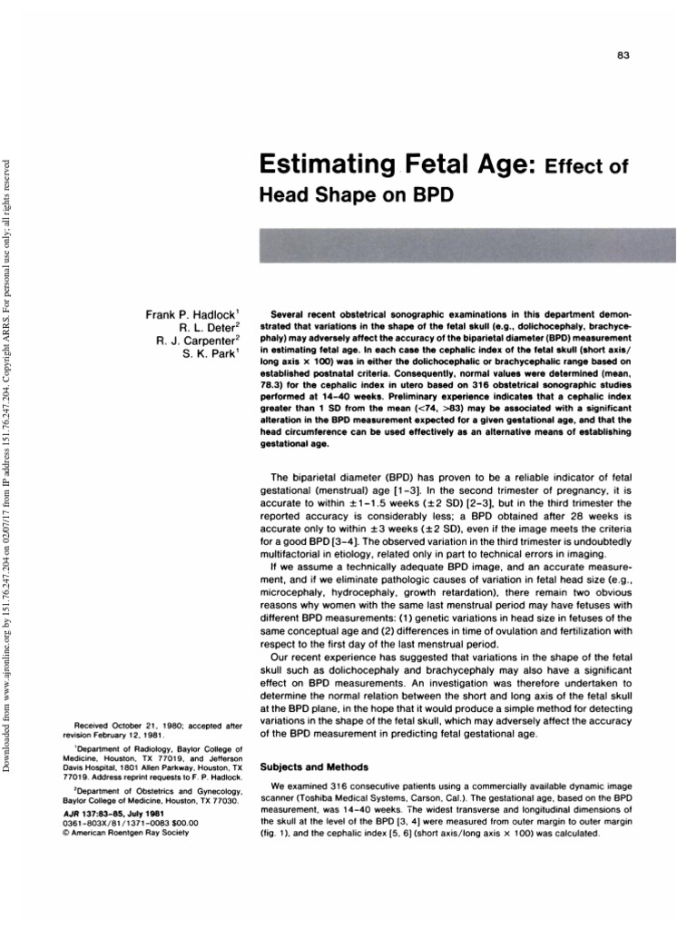 HadLock Bpd Shape | Pregnancy | Fetus