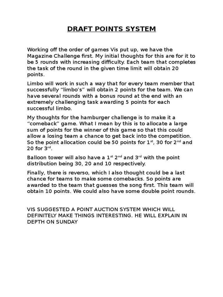 Draft Points System: ST ND RD ST ND RD | PDF